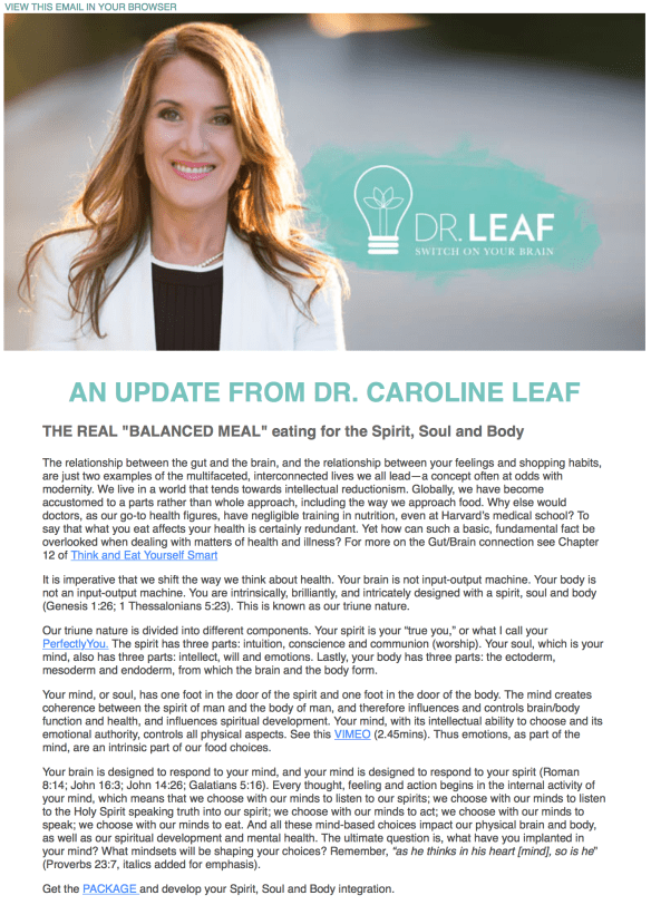 The confused teaching of Dr Caroline Leaf | Dr C. Edward Pitt